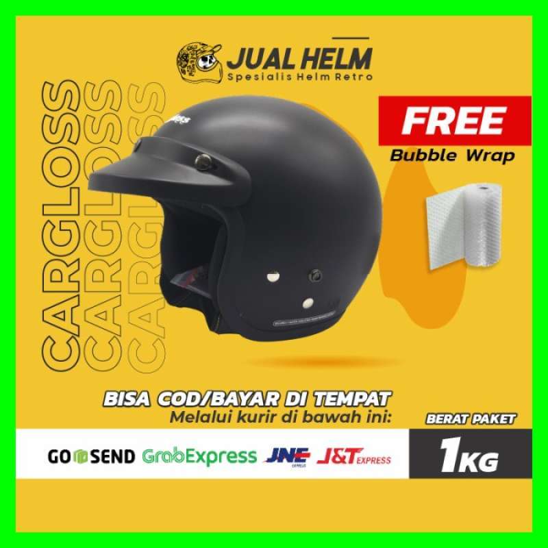 Promo Helm Cargloss Hitam Black Dof / Helm Retro / Helm Classic Diskon ...
