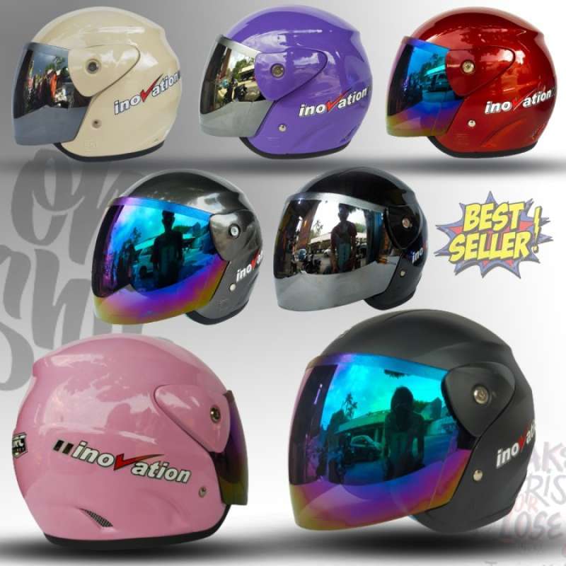 Promo HELM MOTOR HALF FACE SEPERTI HELM GM FIGHTER KACA SILVER ...