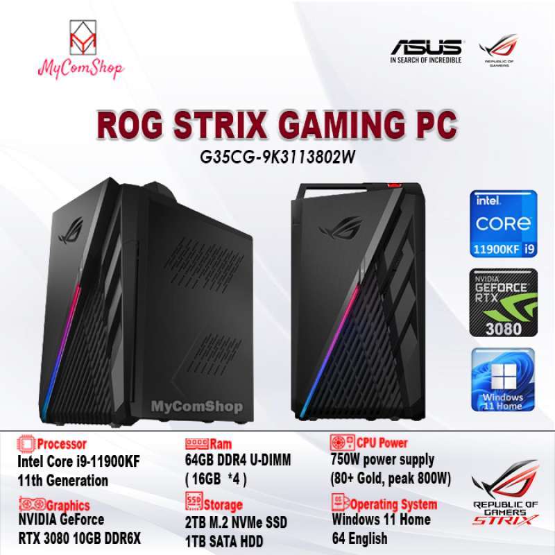 Jual Asus Rog Strix G35cg Gaming Pc I9-11900kf 64gb Ram 2tb Ssd 1tb Hdd ...