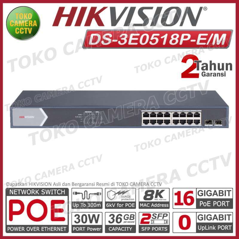 Jual SWITCH POE GIGABIT 16 PORT 2 SFP HIKVISION DS-3E0518P-E/M di Seller TOKO CAMERA CCTV ...