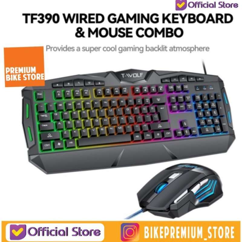 Promo KEYBOARD MOUSE GAMING T-WOLF TF390 LED BACKLIGHT PC Komputer ...