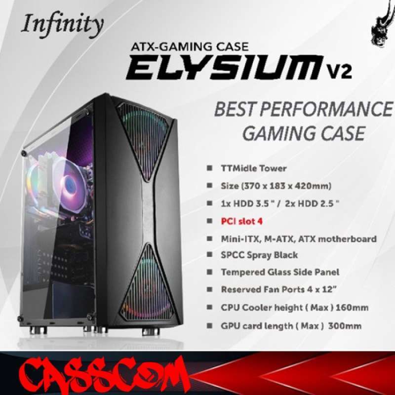 Jual Gaming Case Infinity Elysium V2 Free 1 Fan Casing Komputer ...