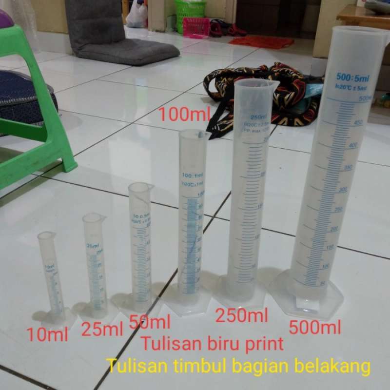 Jual Tabung Ukur Kimia Set 10ml 25ml 50ml 100ml 250ml 500ml-Biru di ...