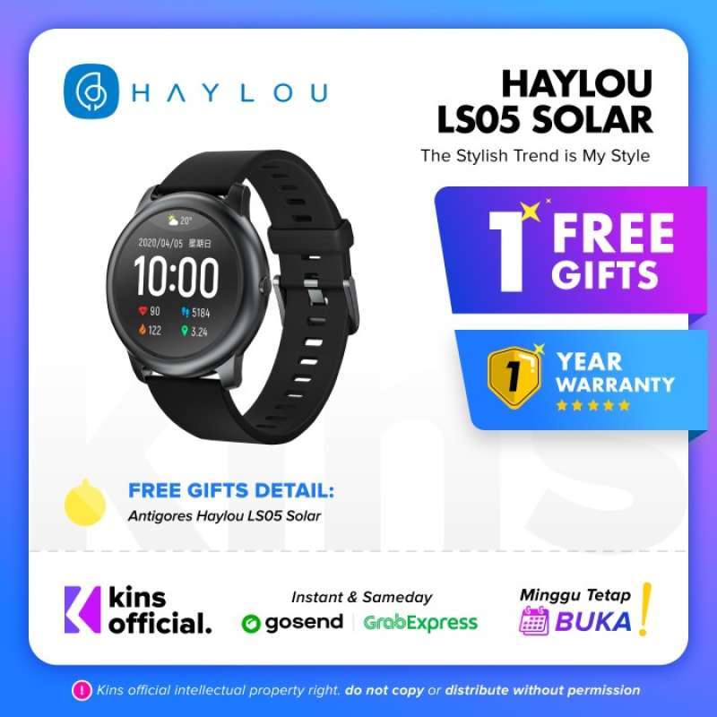 Jual Haylou Ls05 Solar Tft Touch Screen Smartwatch Ip68 Global Version ...
