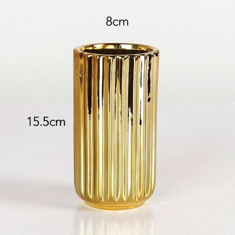 Jual New Gold Vase Vas Keramik Emas Bergaris Mewah Aesthetic Tinggi ...