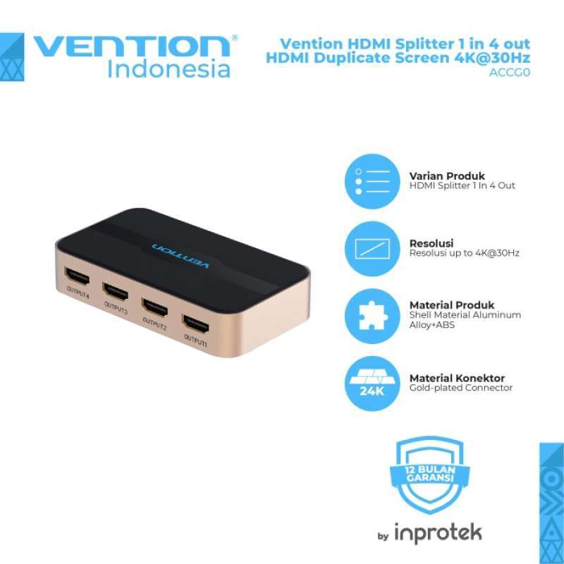 Jual Vention Hdmi Splitter 1 In 4 Out Hdmi Duplicate Screen 4k@30hz Di ...