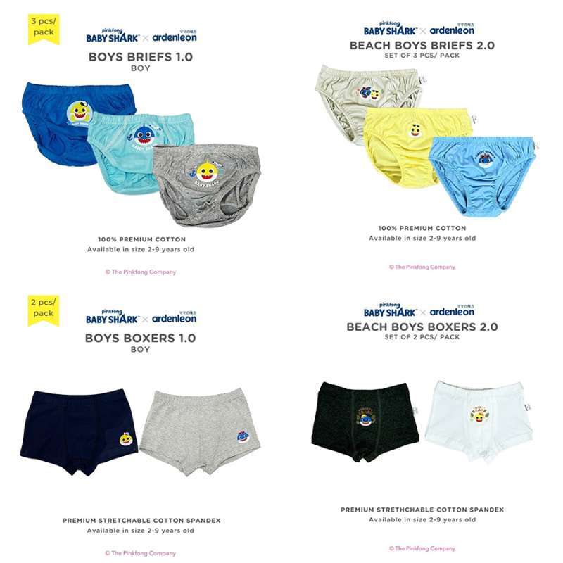 Jual Ardenleon Pinkfong Baby Shark Boy Brief Boxer Celana Dalam Anak ...