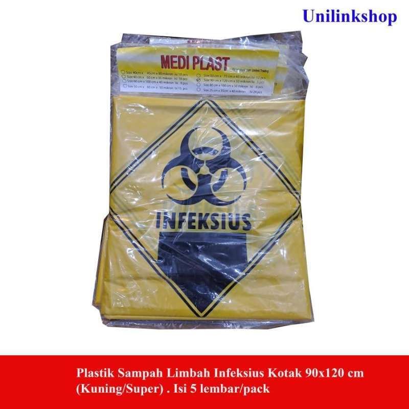 Jual Plastik Limbah Medis Logo infeksius Kotak 90x120cm(PESuper/Kuning ...