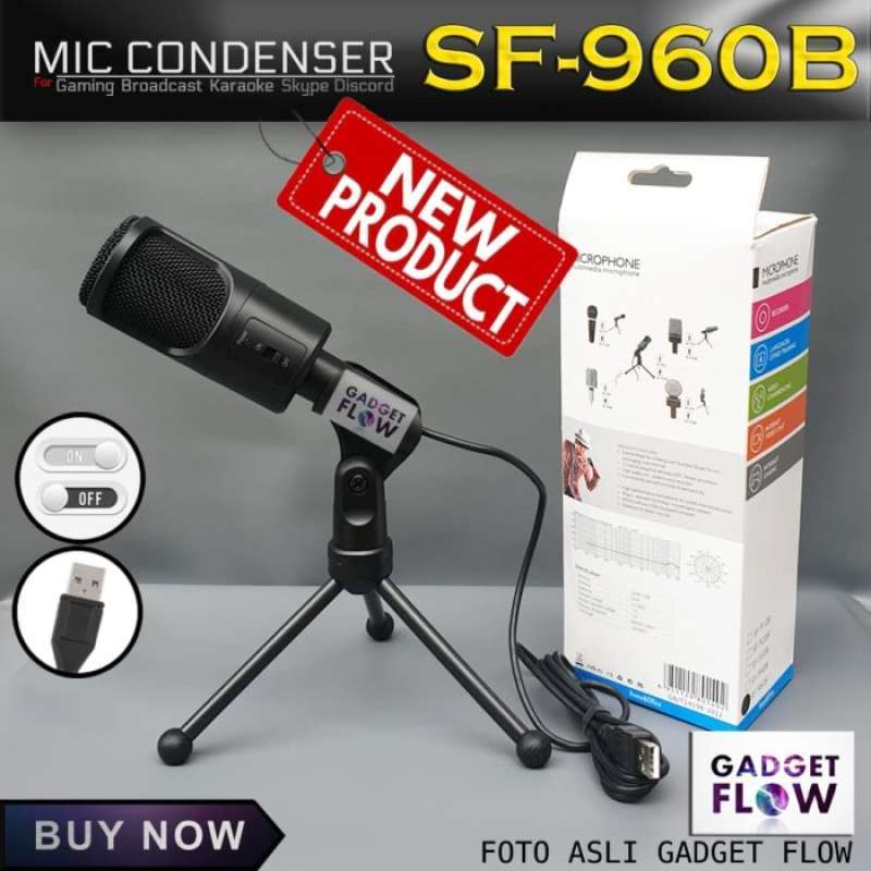 Promo Microphone Kondenser Studio USB Dengan Stand SF-960B - Mic PC Laptop Diskon 50% di Seller ...