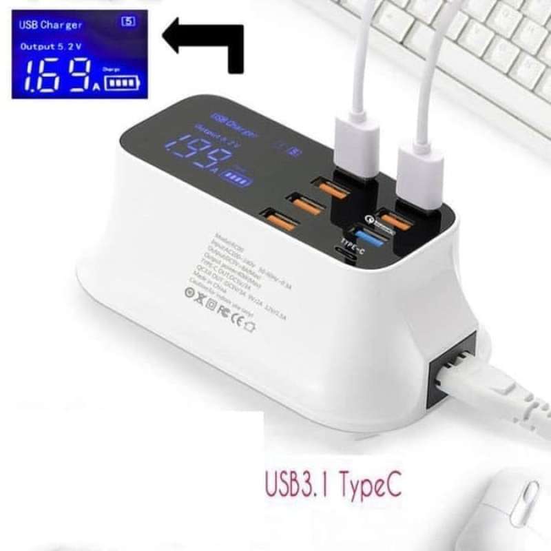 Jual Port Usb Charger Fast Charging Smart Led Display With Type C Port Di Seller Ayolaku