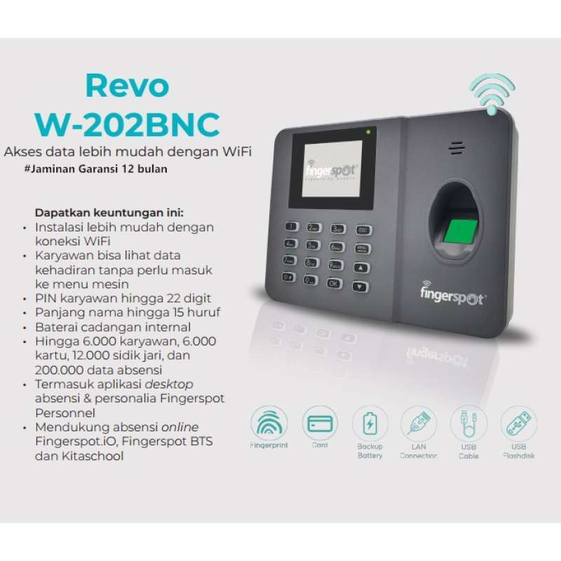 Jual Mesin Absensi Wifi Revo W 202bnc Fingerprint Absen Sidik Jari ...