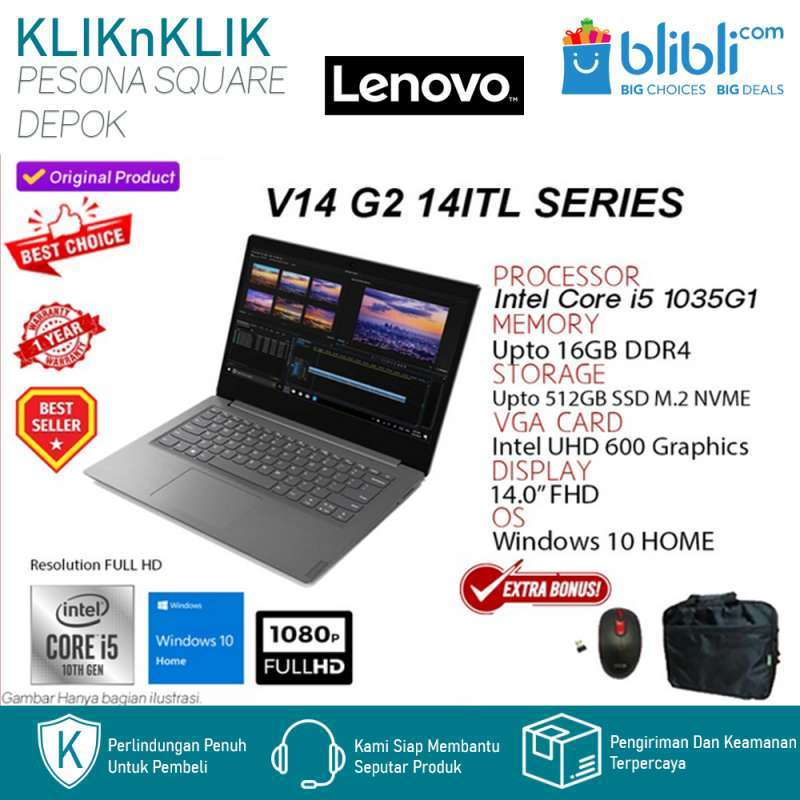 Jual LAPTOP BARU LENOVO V14 G2 14ITL I5 1035G1 8GB SSD 256GB FHD IRON GREY - 16GB / 512GB SSD di ...