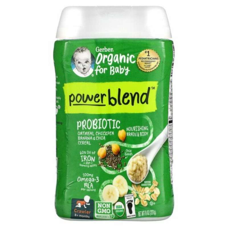 Jual Gerber powerblend organic probiotic oatmeal chickpea banana chia ...
