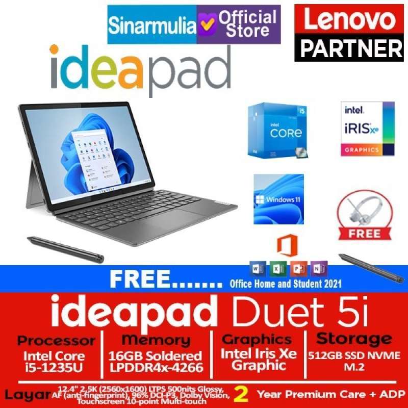 Jual Lenovo Ideapad Duet I I U Gb Ssd Gb Iris Xe Win Ohs Storm Grey Di Seller