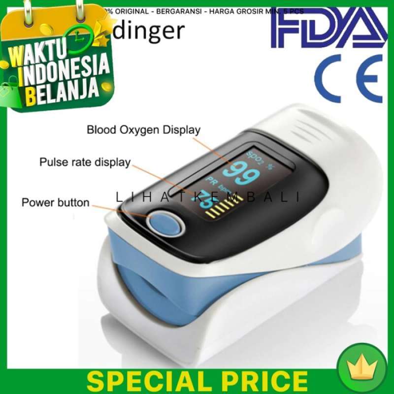 Jual Alat Pengukur Detak Jantung dan Oksigen Darah Fingertip Pulse ...