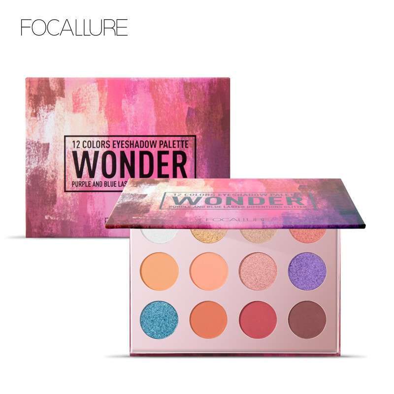 Jual FA61 FOCALLURE 12 Colors Glitter Pink Eyeshadow Palette - Wonder ...