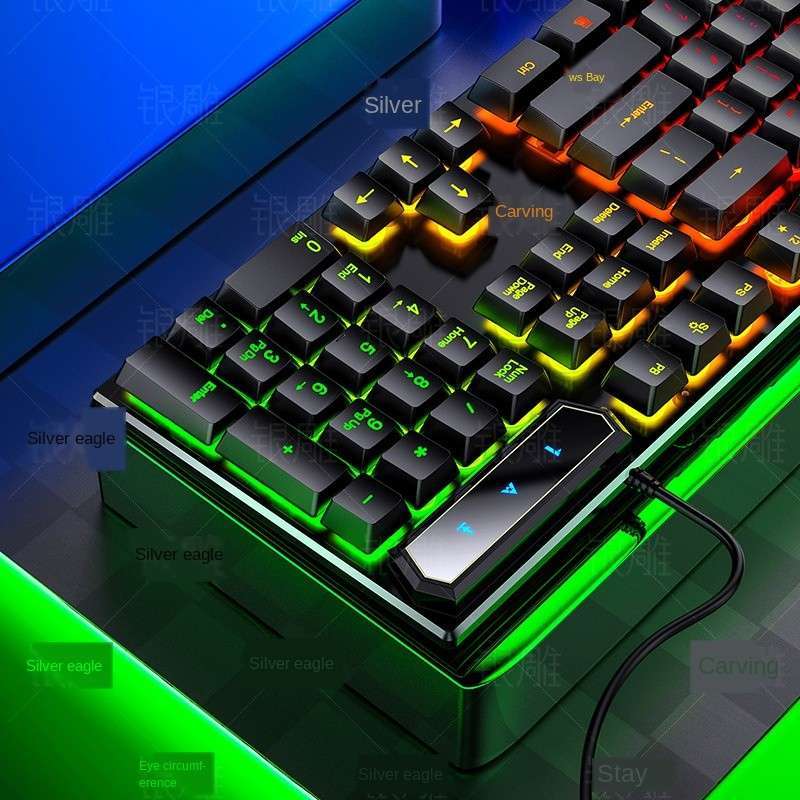 Jual Triple W Keyboard Gaming Mechanical Wired LED RGB Light Panel ...
