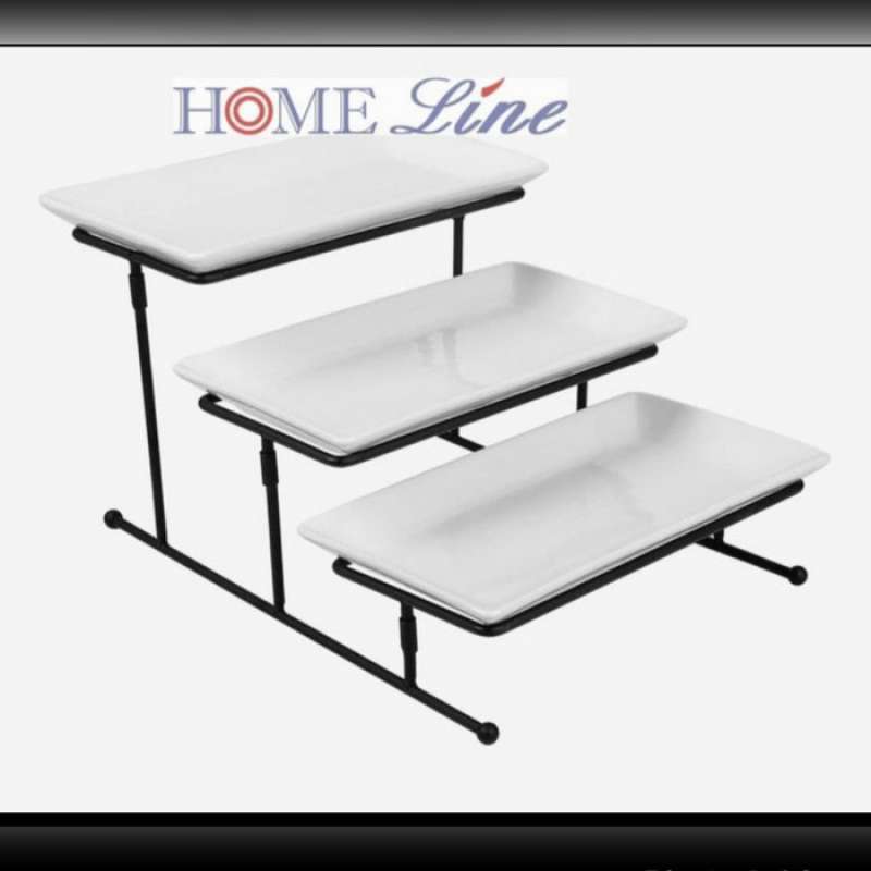 Promo Piring Saji Kue Susun 3 Keramik Porselene Home Line Diskon 23% Di Seller Pawonan Store ...