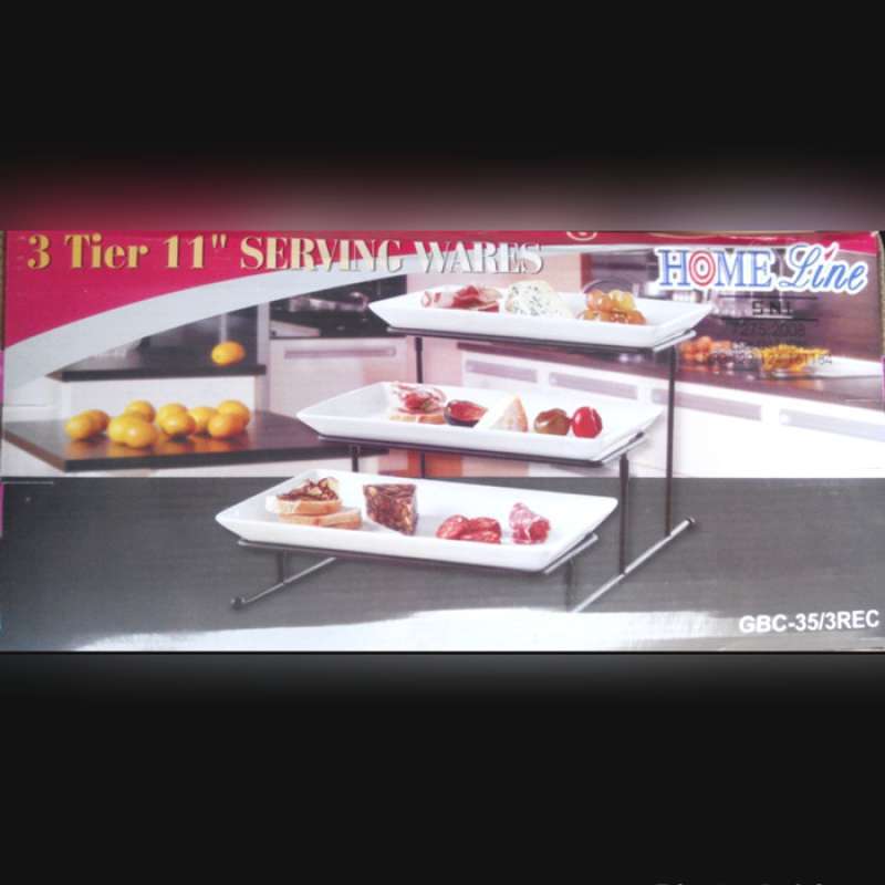 Promo Piring Saji Kue Susun 3 Keramik Porselene Home Line Diskon 23% Di Seller Pawonan Store ...
