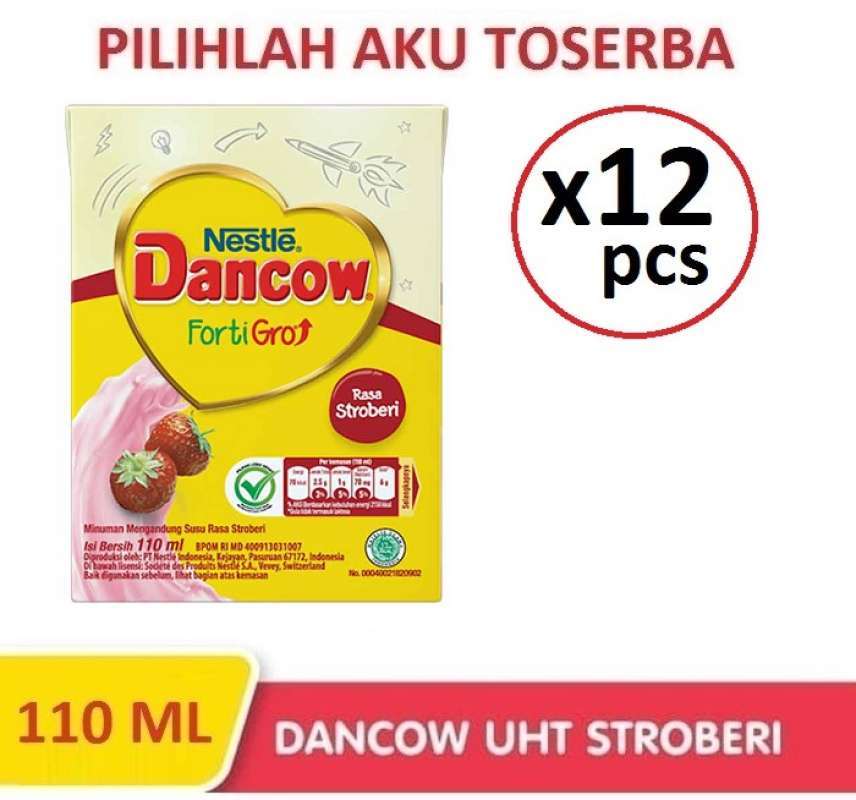 Jual Susu DANCOW UHT STROBERI FortiGro - 110 ml ( HARGA PAKET ISI 12 ...