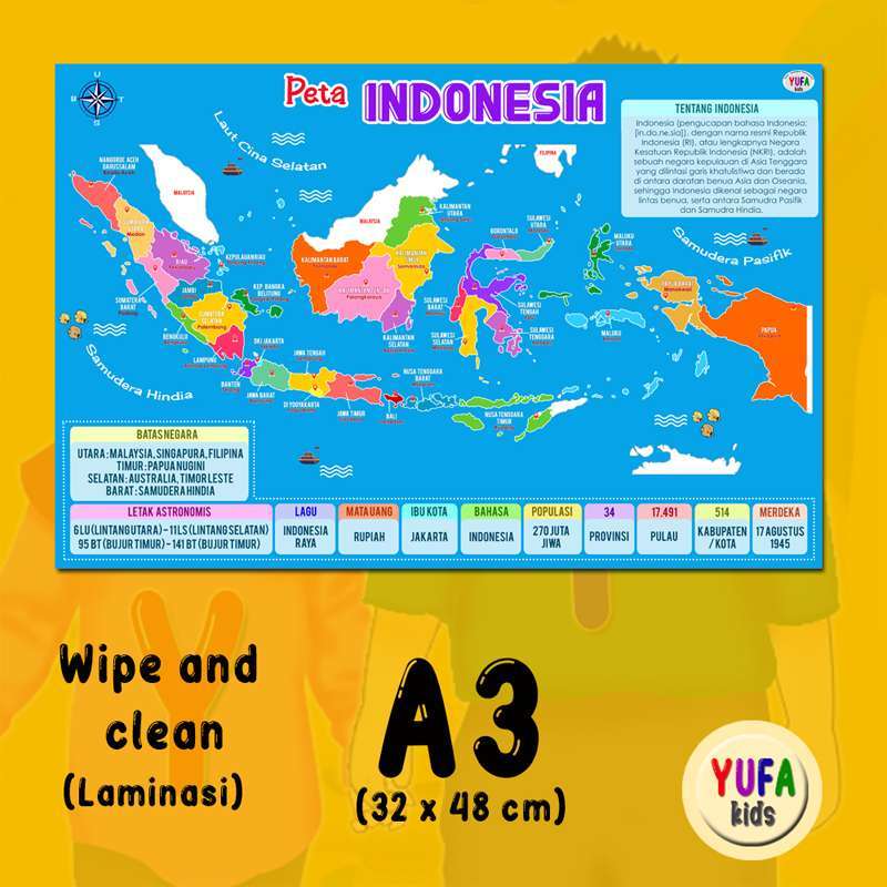 Jual 138 Poster belajar peta indonesia - poster belajar anak - poster ...