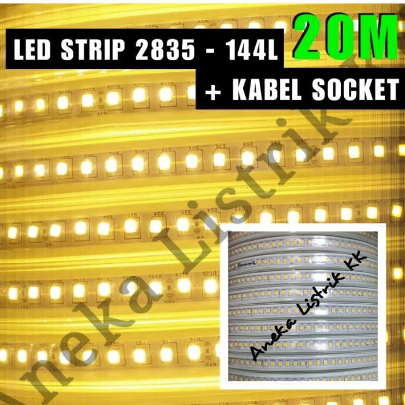 Promo LAMPU LED STRIP 2835 144LED 220V 20M KUNING WARM WHITE 20 M Meter ...