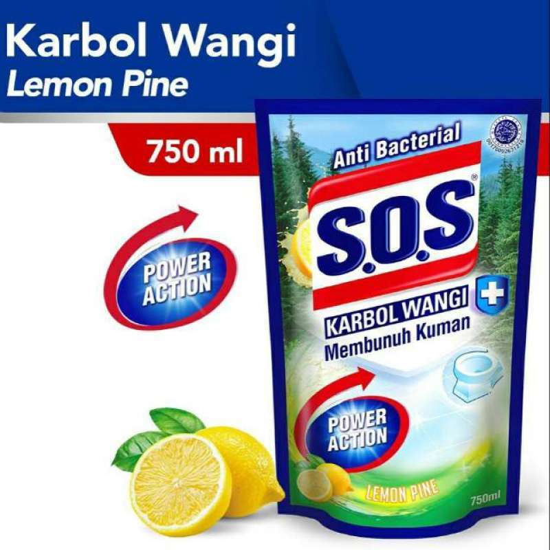 Jual SOS Pembersih Lantai Karbol Lemon Refil 750 ML_SOS Floor Cleaner ...
