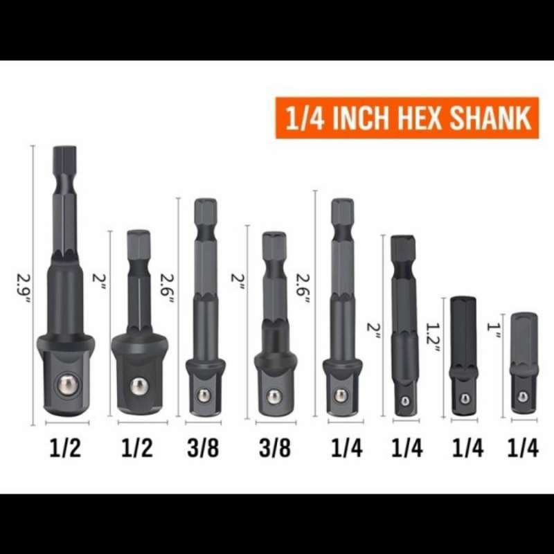 Jual Hex Socket Adapter Set 8pcs Adaptor Extension Mata Obeng Sok Shock ...