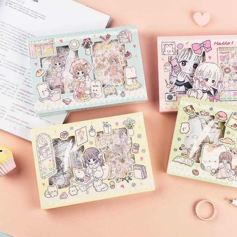 Jual Stiker + Buku 1 Box Import Set Premium Hello Anime - Biru Di ...