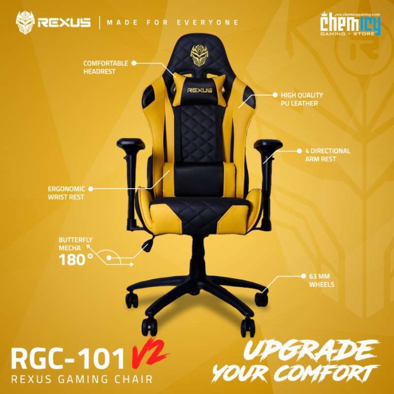Jual Rexus Gaming Chair / Kursi Gaming RGC 101 V2 Yellow di Seller ...