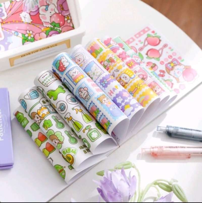 Jual Stiker Buku Isi 50 Lembar Karakter Lucu Imut Diy Stiker Spiral ...
