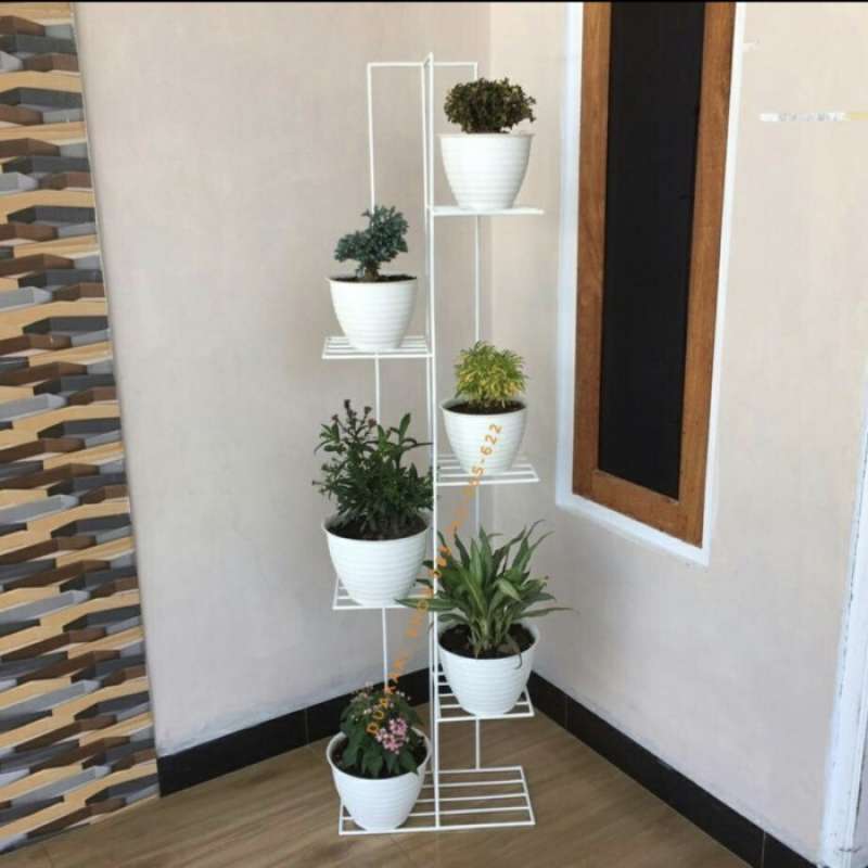 Promo standing rak pot 6 susun/rak pot tanaman hias/rak bunga - Putih ...