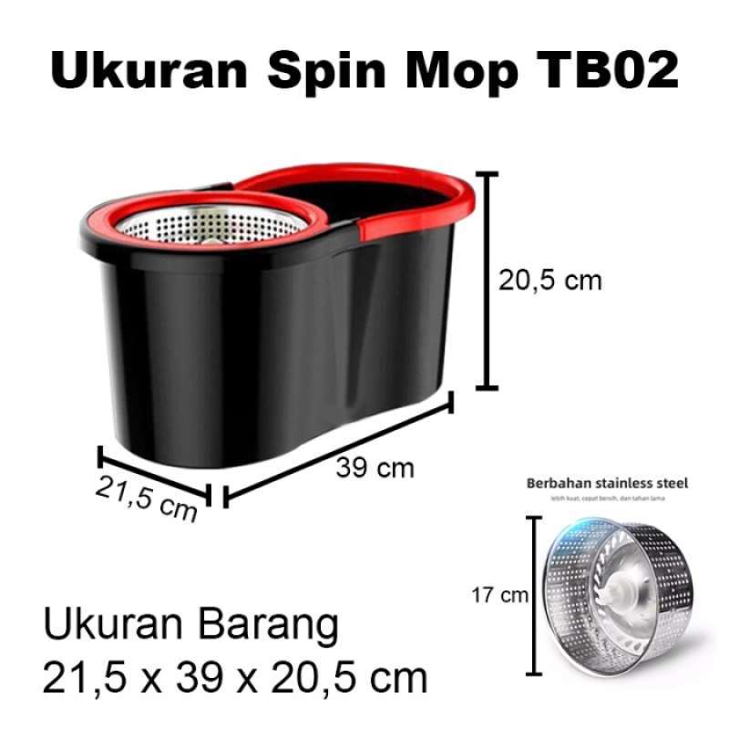 Promo Spin Mop Alat Pel Putar+Ember Multifungsi/Pel Lantai (Super)Tb02 - Hitam Diskon 35% di ...