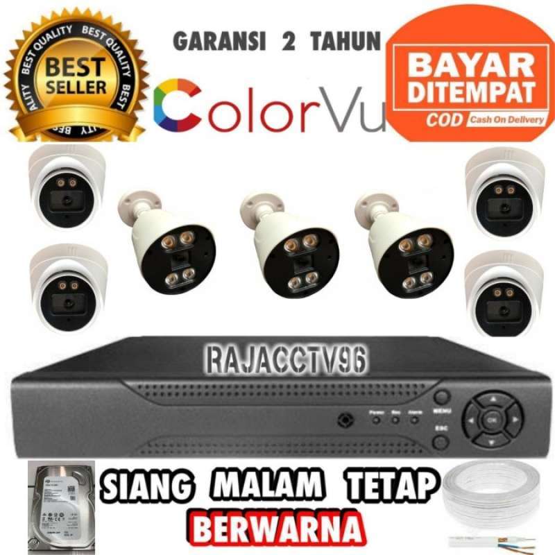 Promo Paket Cctv Colorvu 8 Channel 7 Camera 5mp 1080p Turbo Hd Kamera ...