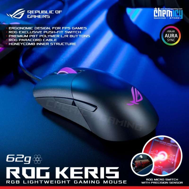 Jual Asus ROG Keris RGB Lightweight Gaming Mouse di Seller Chemicy ...