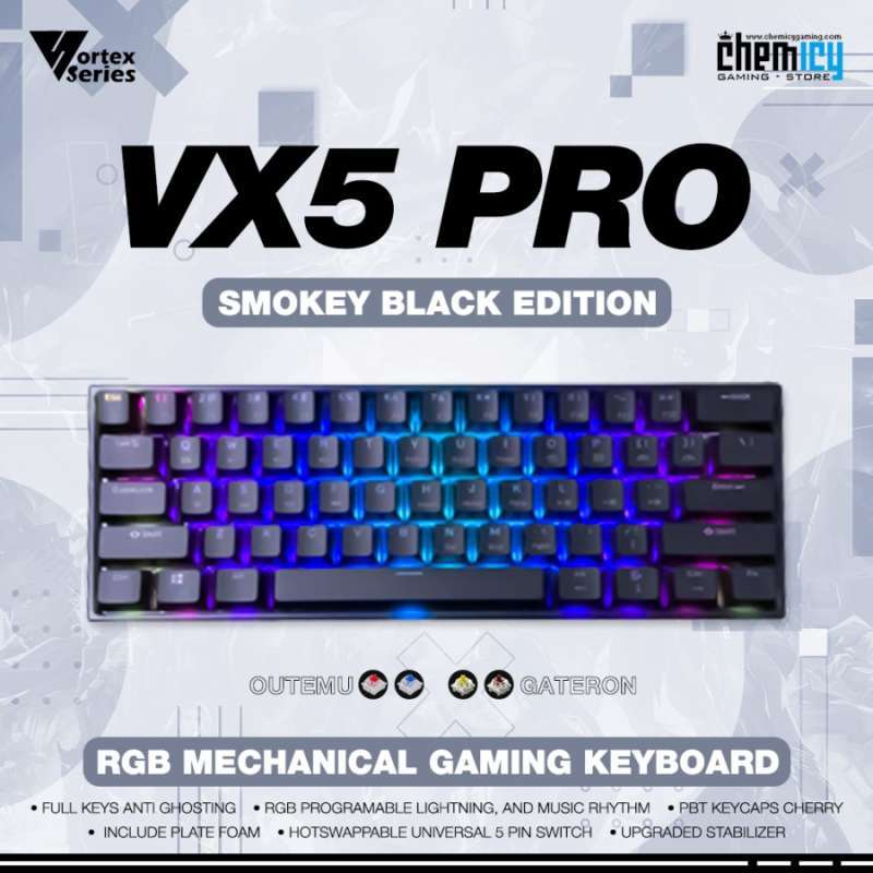 Jual Vortex Series VX5 Pro Smokey RGB Hotswap Mechanical Gaming ...