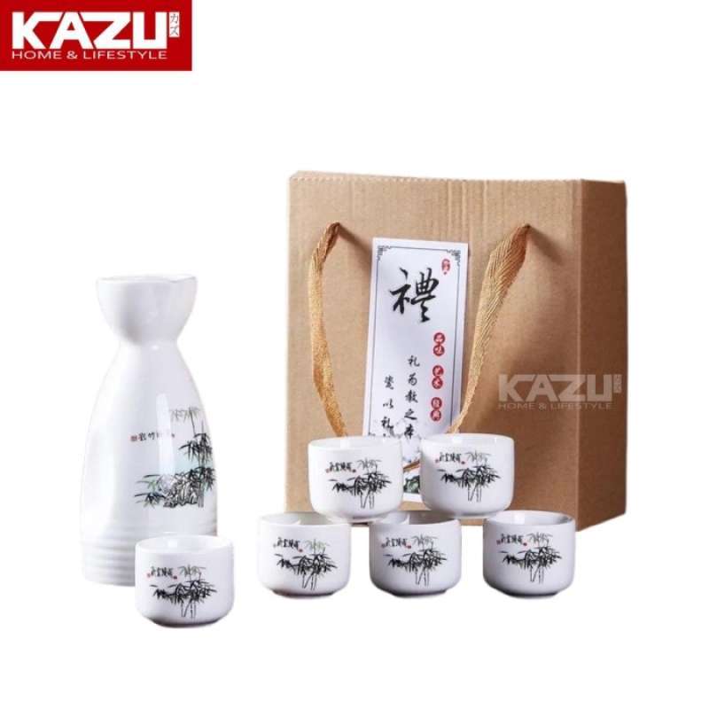 Promo Kazu Chinese Tea Pot Set Ceramic 6Cup Soju Set Souvenir Kado Gift ...