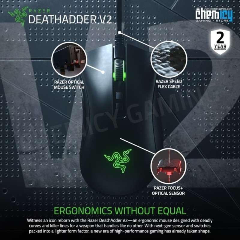 Jual Razer Deathadder V2 Wired Ergonomic Gaming Mouse di Seller Chemicy ...