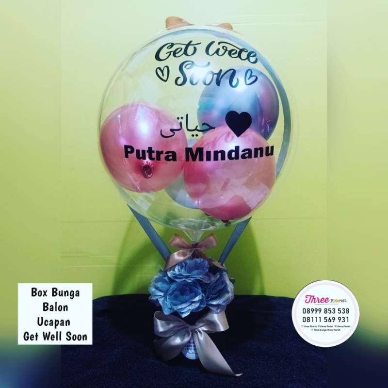 Jual box bunga balon / balon ucapan get well soon / balon hadiah ucapan ...