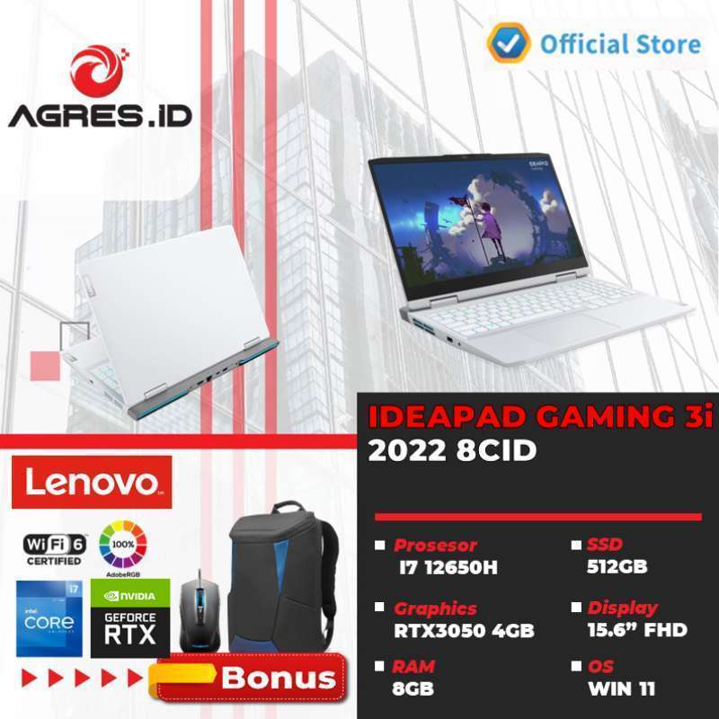 Jual LENOVO IDEAPAD GAMING 3i 2022 8CID - I7 12650H 8GB 512SSD RTX3050TI 4GB WIN11 OHS 15.6FHD ...