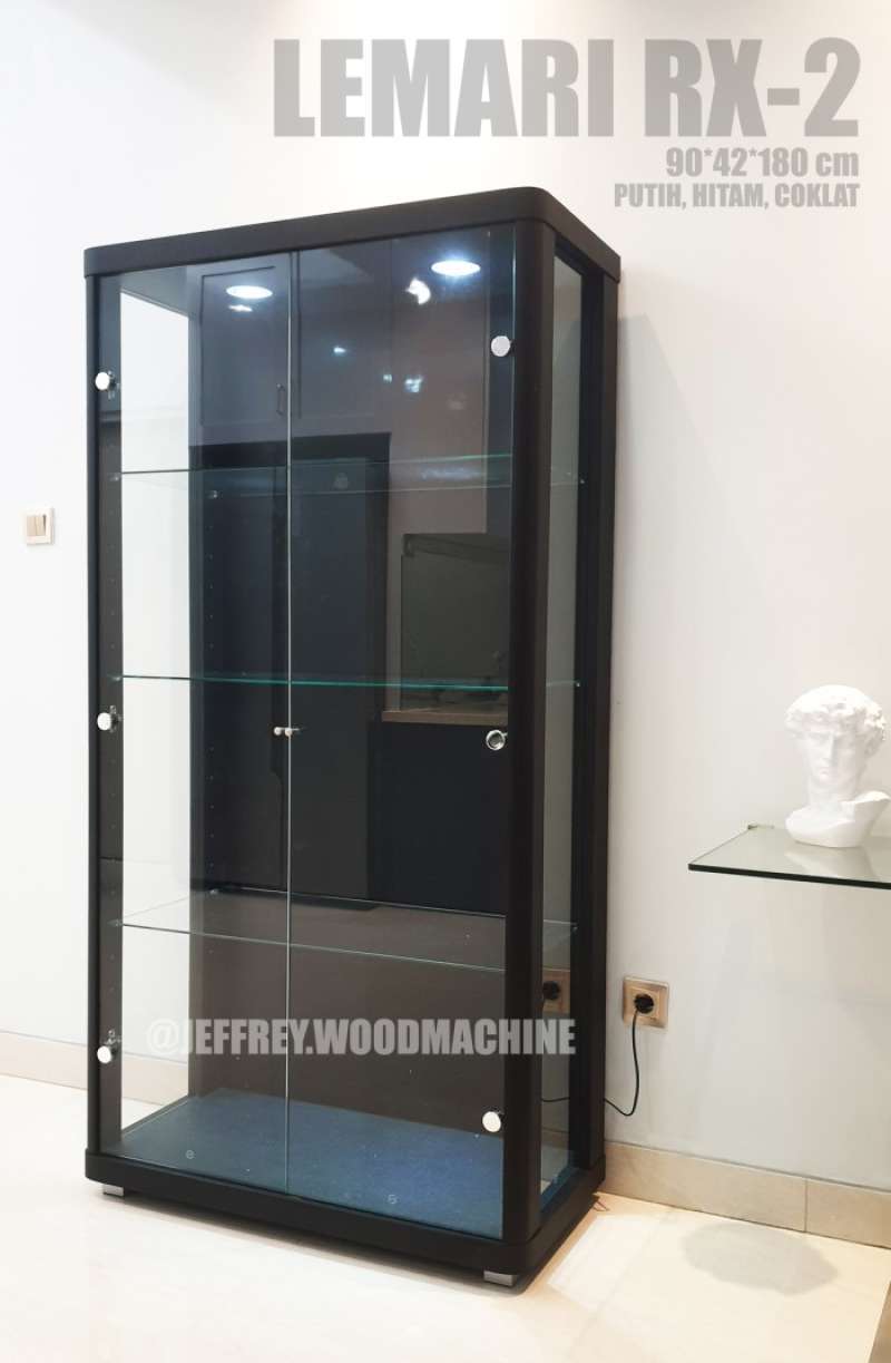 Jual Rak Display Miniatur Perhiasan Lemari Kristal 2 Pintu Kaca ...