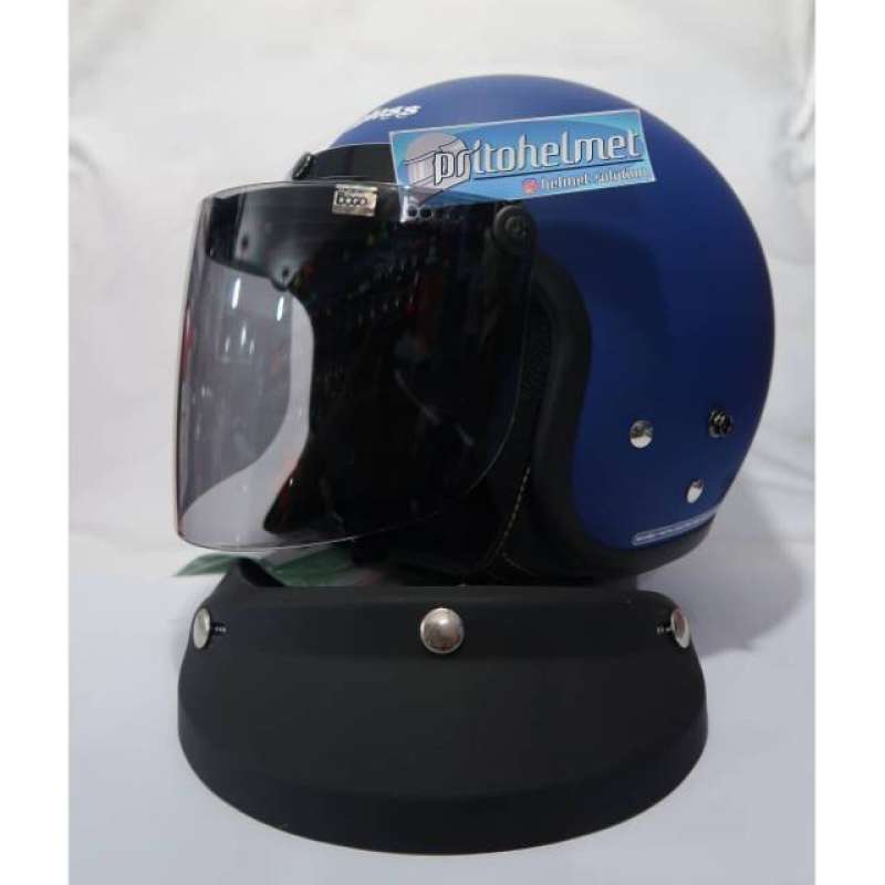 Jual Cargloss Retro Blue Matt Dof Flat Visor Bogo Dan Injak Di Seller ...
