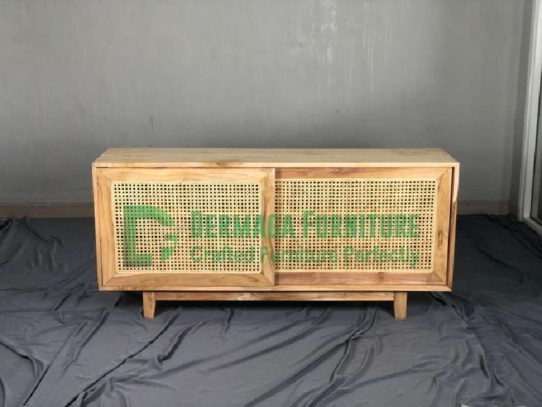 Jual ALMARI ROTAN MINIMALIS CABINET BUFET KAYU JATI MIX ROTAN MINIMALIS ...