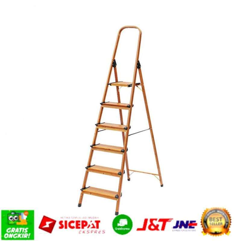 Promo Krisbow Tangga Lipat Aluminium 6 Wide Step Motif Kayu Diskon 25% ...