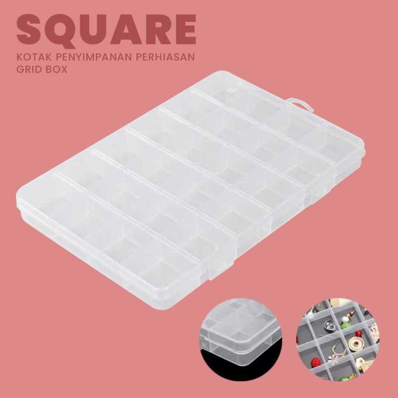 Jual Square Kotak Penyimpanan Perhiasan Grid Box - J13/24 Warna ...