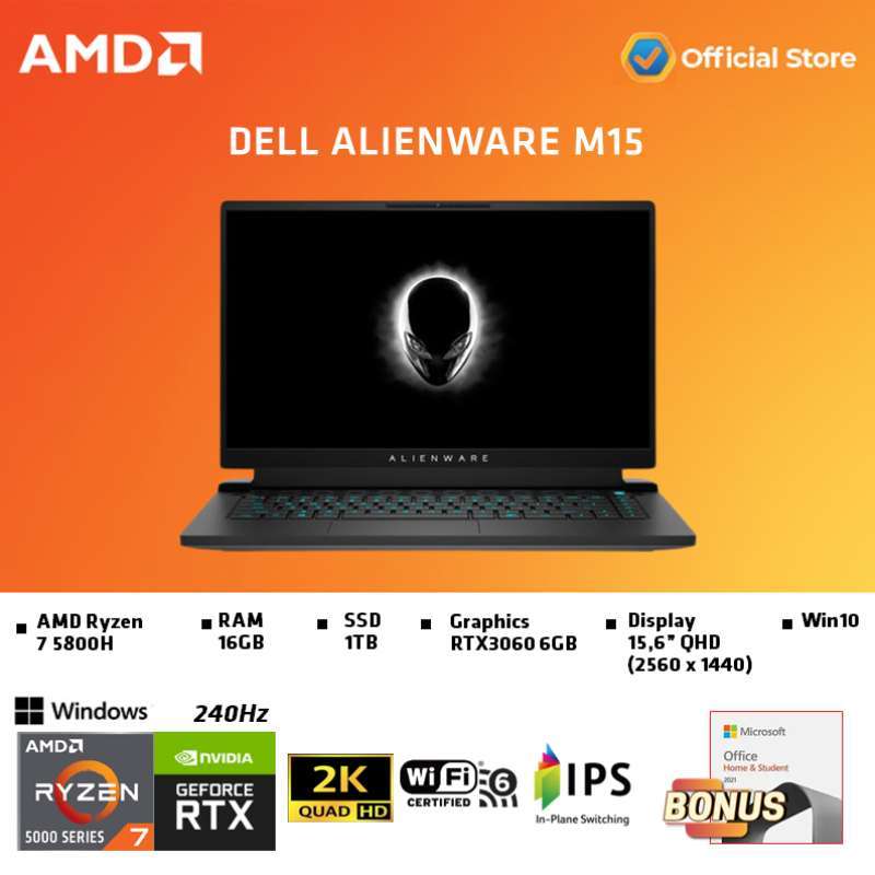 Jual Dell Alienware M15 R5 | Ryzen 7 5800 16gb 1tbssd Rtx3060 6gb W10 ...
