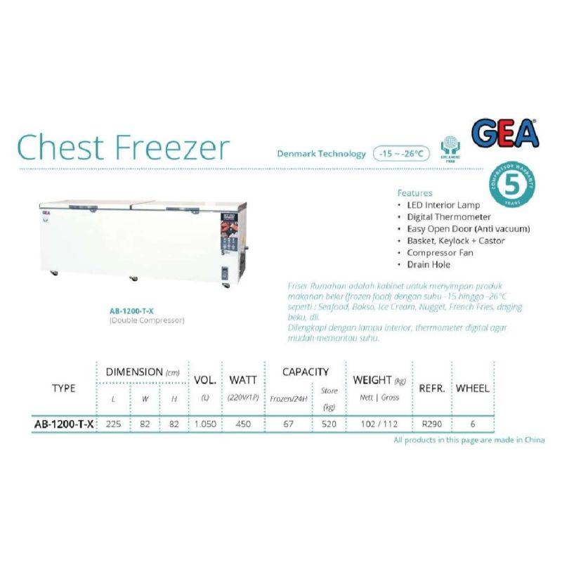 Jual Gea Chest Freezer Ab-1200-t-x Di Seller Sumber Terang Elektronic ...