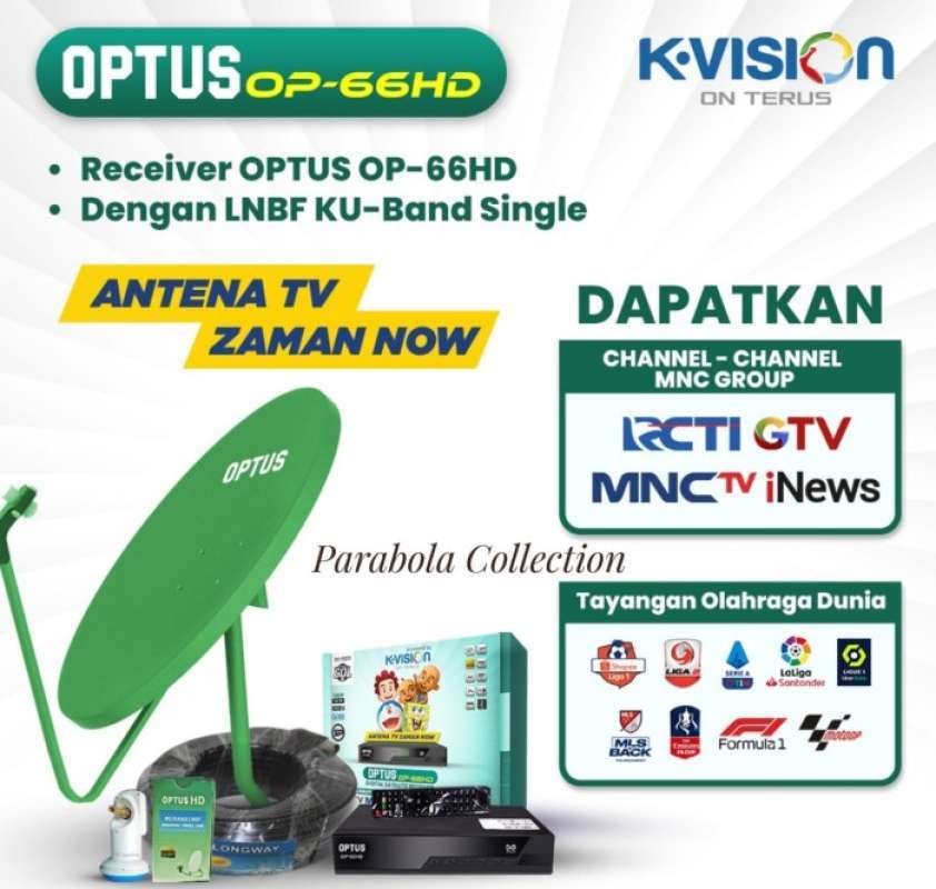 Jual Parabola Mini Optus Hijau 60 cm Full Set Termasuk 1 Pcs Receiver Optus - Multicolor di ...