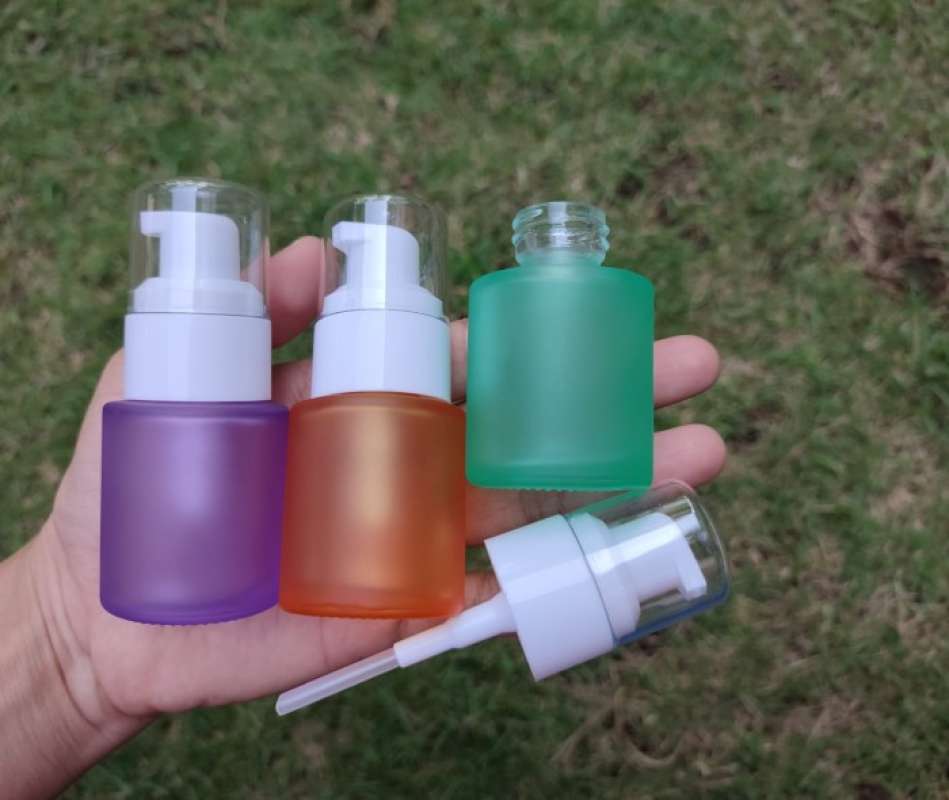 Jual Botol 20ml Kaca Warna Hijau Transparan Botol Lotion Pump Putih ...