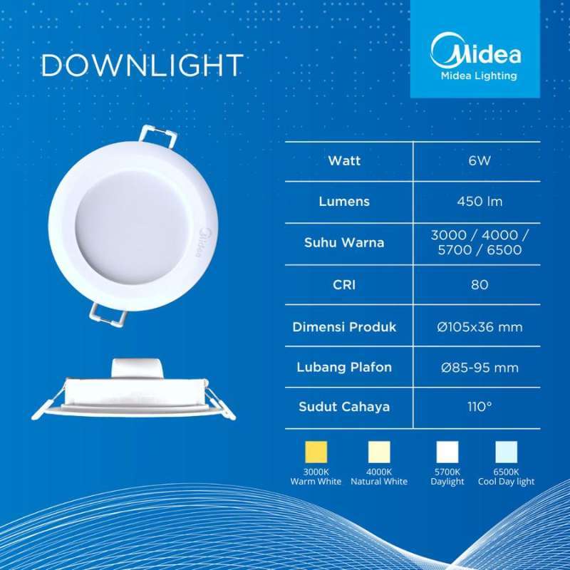 Jual Downlight Led 6 Watt 6500k 4 Inch – Midea Di Seller Midea Lighting ...
